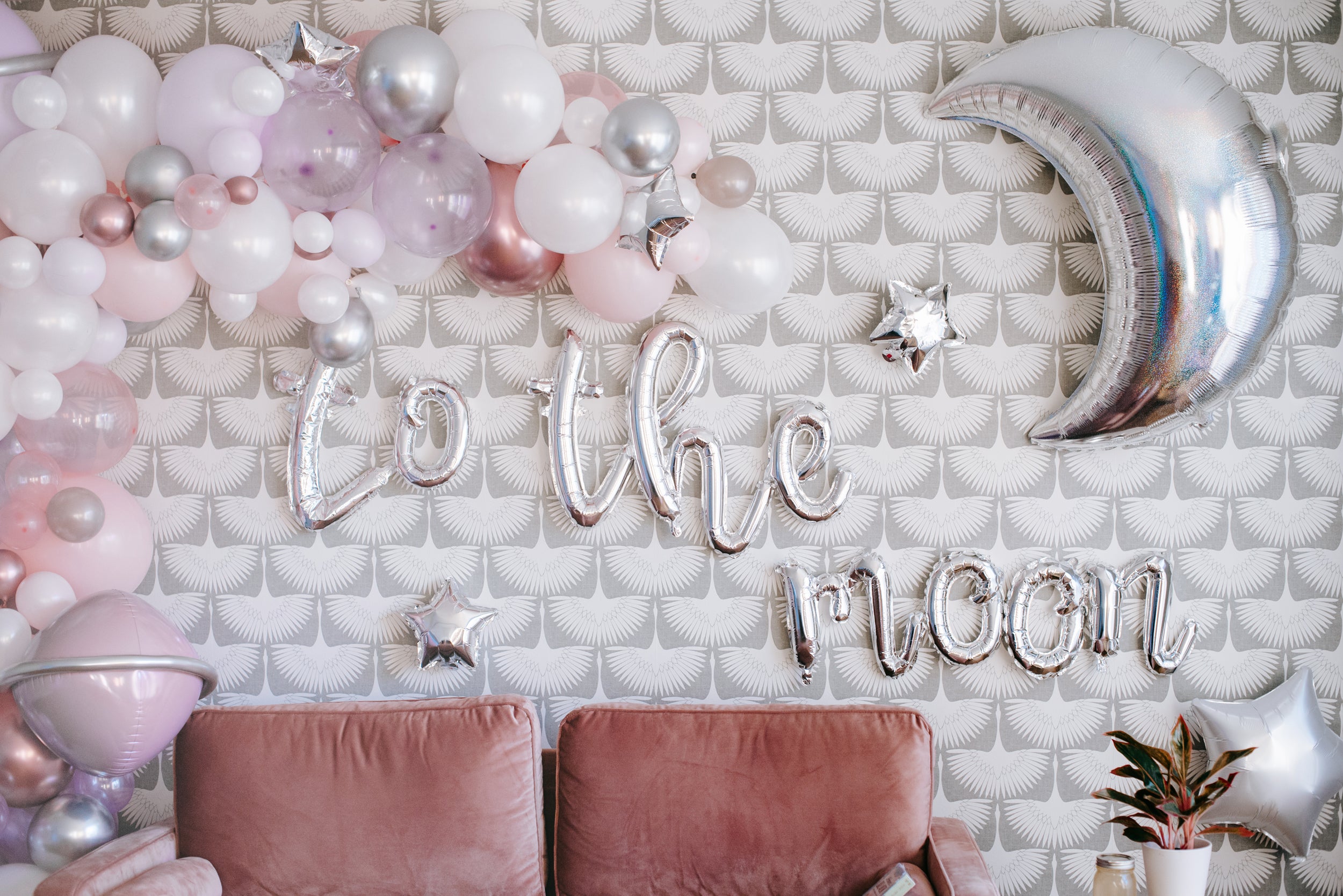 To the Moon Balloon Banner | Galaxy Space Birthday Party Decor ...