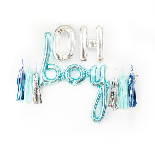 OH BOY BALLOON Banner | Rose Gold Balloon Garland, New Year Metallic ...