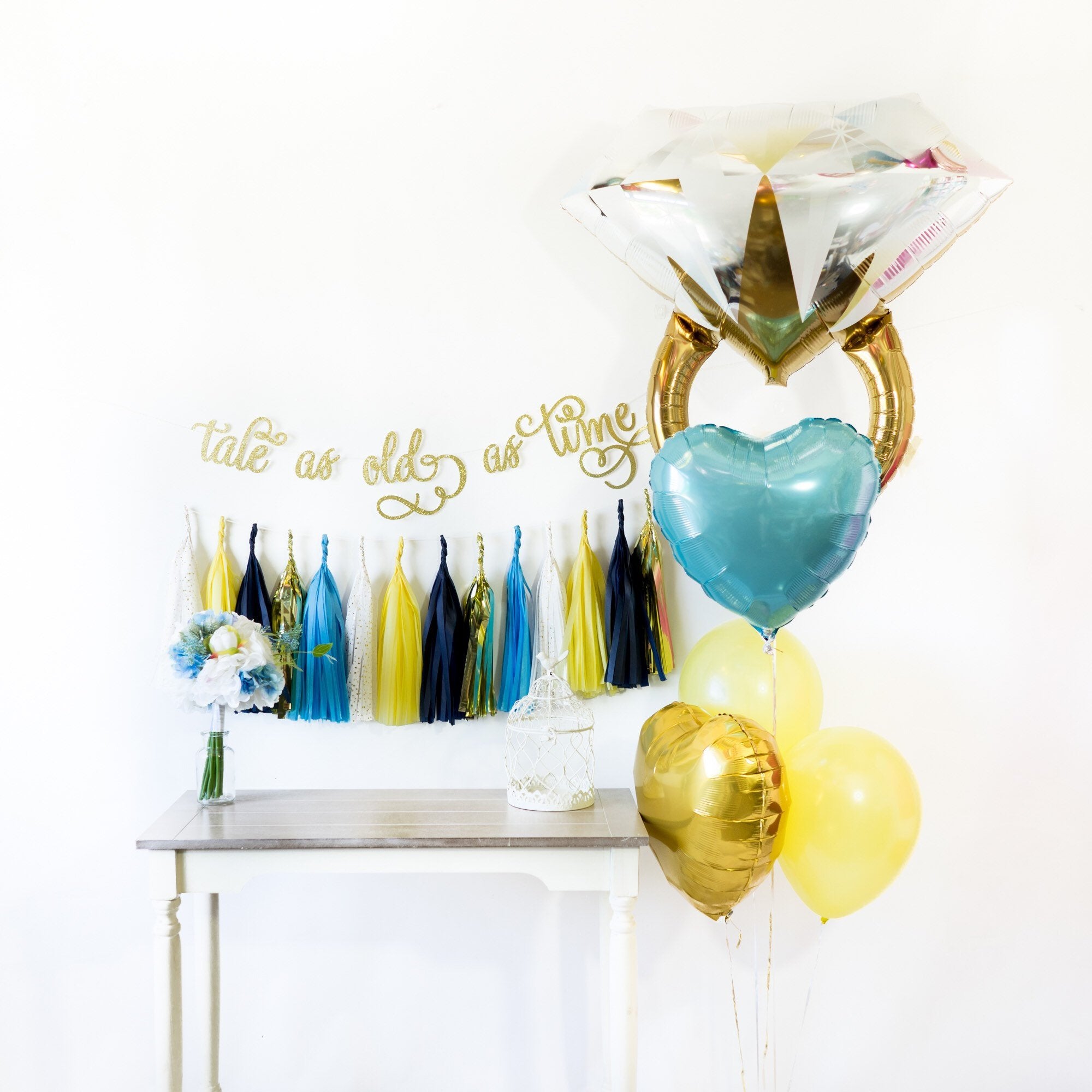 LOVE BRIDE Balloon Tassel Party Box | Gold Silver Balloon Garland ...